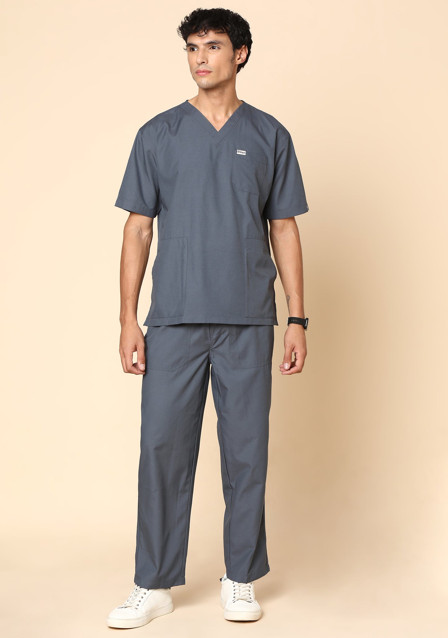 Classic Active Men's 3-Pocket (Heather Grey) Scrub Top – Knya