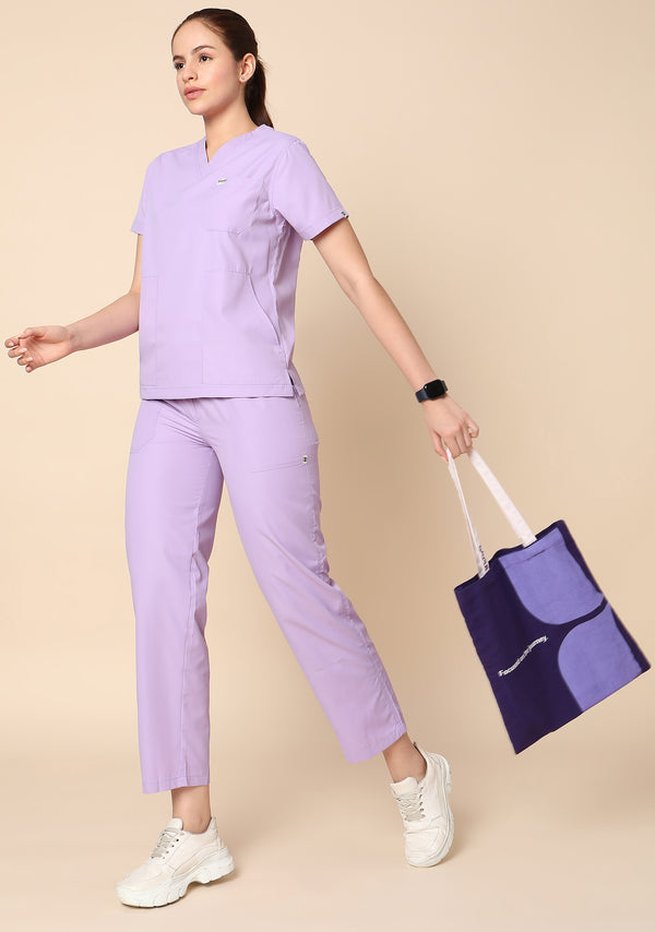 Buy Classic Women's 5-Pocket New Gen (Pastel Lilac) Scrub Online – Knya