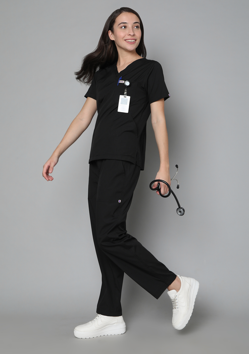 Buy Classic Women's 5-Pocket New Gen (Black) Scrub – Knya