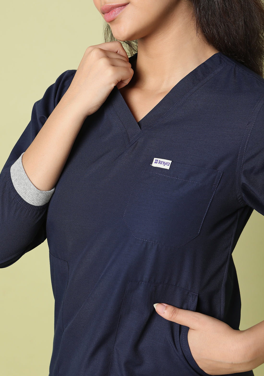 Buy Classic Women's 5-Pocket Long Sleeve (Navy Blue) Scrub – Knya