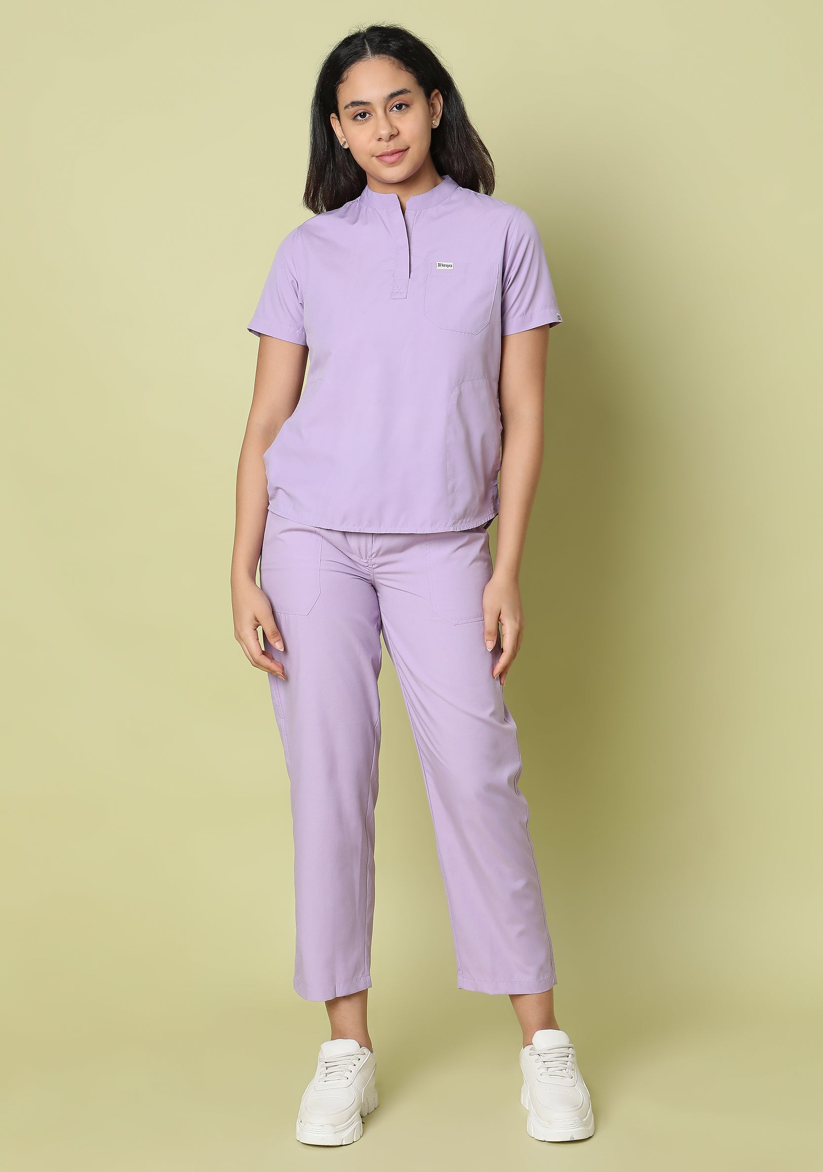 Buy Classic Women's 5-Pocket Mandarin Collar (Pastel Lilac) Scrub ...